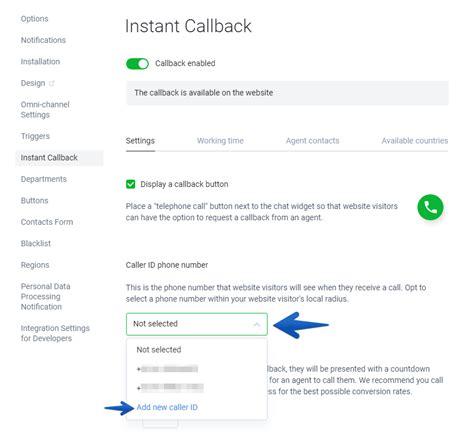 How To Add Credits Activate And Configure The Callback Feature