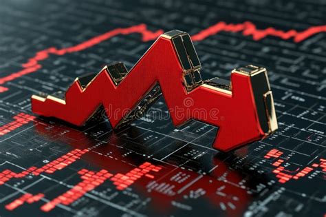 Financial Crisis Concept With Red Arrow Pointing Downward On Graph Symbolizing Market Crash And