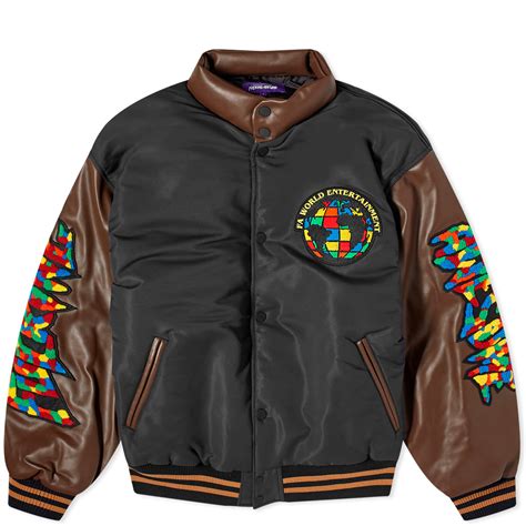Fucking Awesome Gum Stamp Varsity Puffer Jacket Black And Brown End Gb