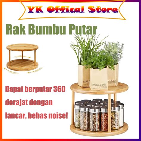 Jual Rak Bumbu Putar 360 Derajat Rak Putar Serbaguna Lazy Susan 2 Tier