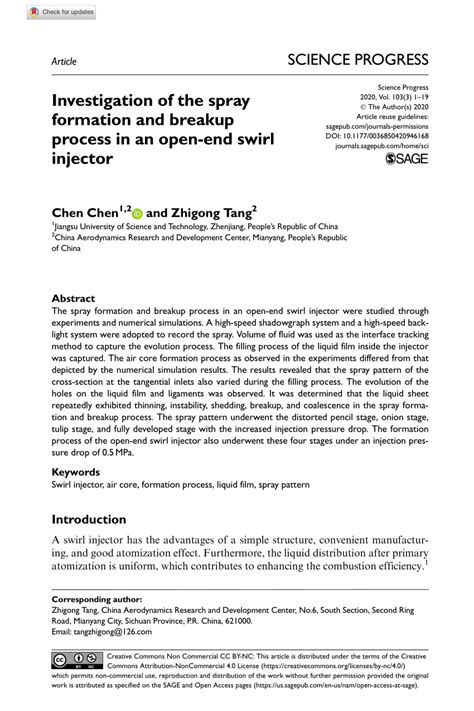 Pdf Investigation Of The Spray Formation And Breakup Process In An Open End Swirl Injector