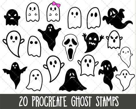 Procreate Ghost Stamps Procreate Ghost Set Procreate Ghosts Halloween Stamps Procreate