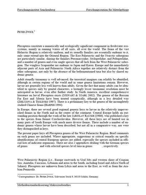 Bestimmung Plecoptera Pdf