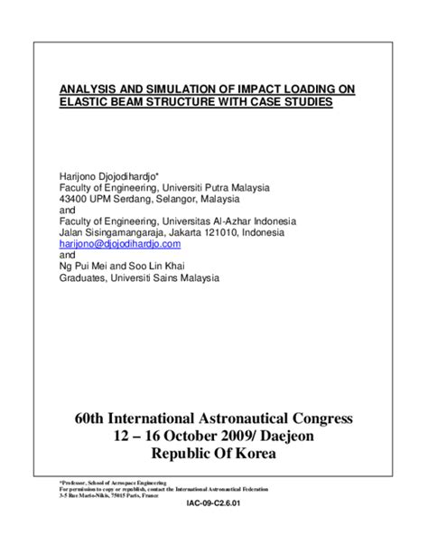 pdf analysis and simulation of impact loading on elastic beam