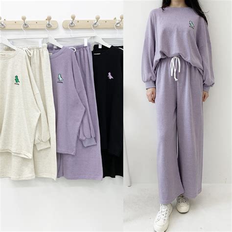 3color코디세트 보네스 프린팅 자수 기본 심플 베이직 맨투맨 티셔츠 상의 고무줄 바지 편한 예쁜 하의 투피스 데일리