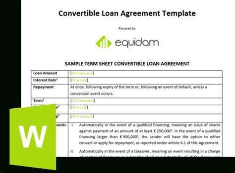 Convertible Note Term Sheet Template Midi