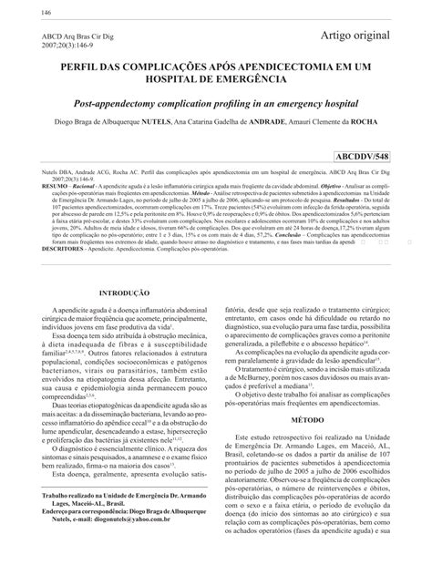 Pdf Post Appendectomy Complication Profiling In An Emergency Hospital