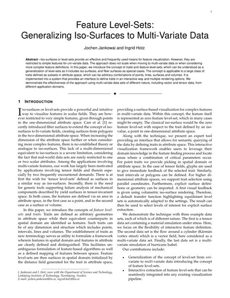 Pdf Feature Level Sets Generalizing Iso Surfaces To Multi Variate Data