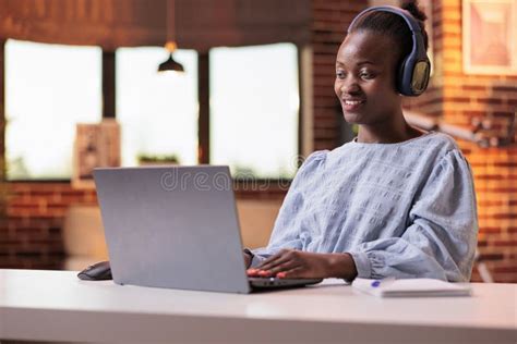 Student Attending Online Classes On Laptop At Home Stock Image Image