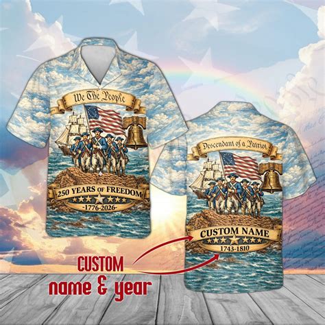 Personalized America 250th Anniversary Shirt Custom Patriotic Hawaiian