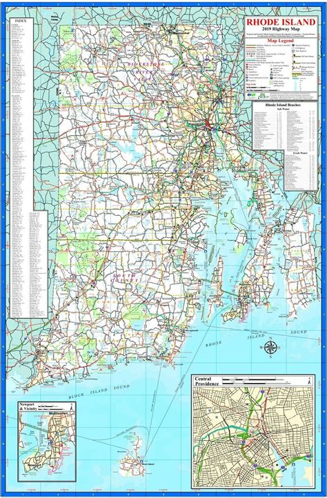 Rhode Island State Highway Laminated Wall Map Maps And Atlases