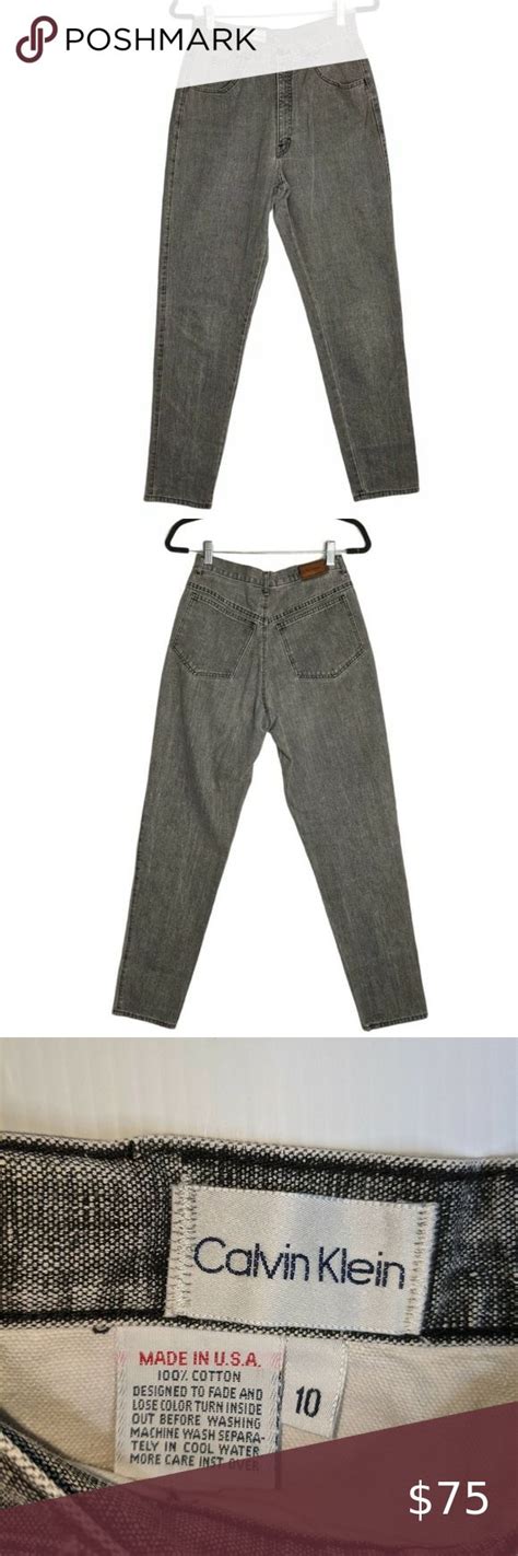 Vintage 80s Calvin Klein Jeans Grey Stone Wash Hi Waist Tapered Leg