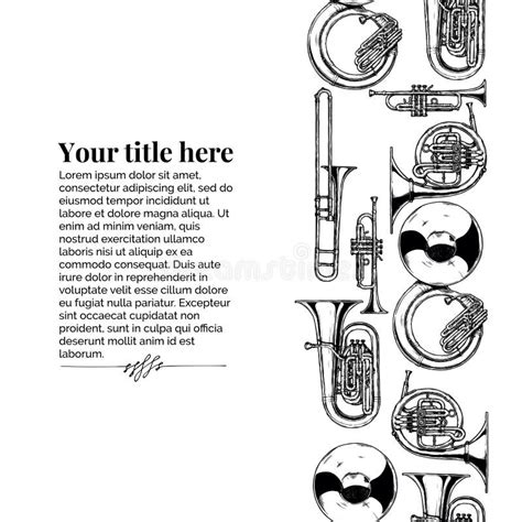 Template With Brass Musical Instrument Stock Vector Illustration Of
