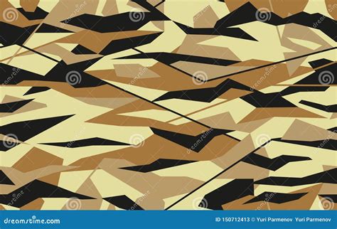 Geometric Camouflage Pattern In Light Brown Colors Army Camo Seamless Texture Made In