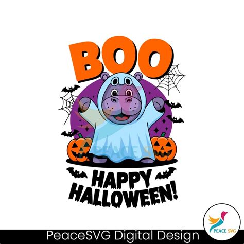 Funny Cute Moo Deng Halloween Boo Svg Digital Download Peace Svg