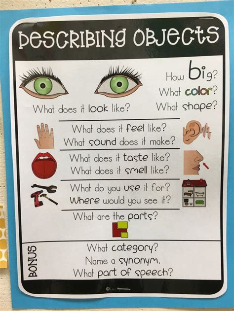Free Describing Objects Visual Aid Poster Speech Therapy Room Decor Maestros