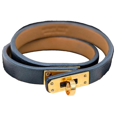 Mini Kelly Double Tour Leather Bracelet Hermès Black In Leather 47823759