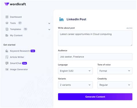 Best Free Online LinkedIn Post Generator Wordkraft