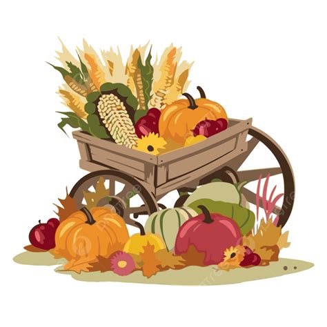 Fall Harvest Sticker Clipart Vector Autumn Harvest With Wheelbarrow Cartoon Sticker Clipart