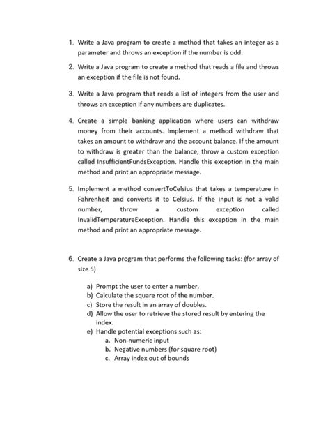 Java Exception Handling Examples Pdf Computers Technology