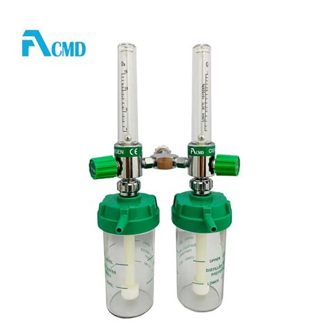 Double Oxygen Flowmeter Dual Medical Gas Flowmeter With Humidifier