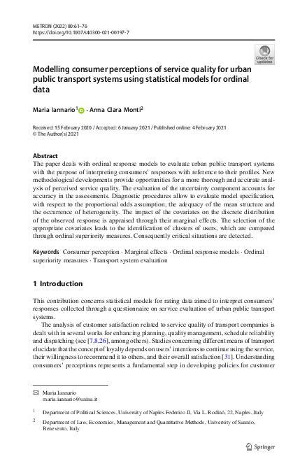 Pdf Modeling Service Quality Perceptions In Transit