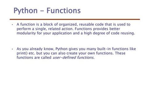 Functions In Python Slide Share Pptx