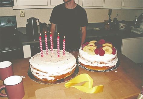 Delicious Birthday Cakes With Candles And Fruit High Quality Image