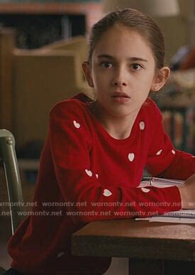Wornontv Annas Red Heart Print Sweater On American Housewife Julia