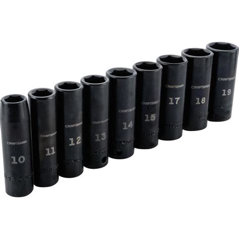 Craftsman 9 Piece 3 8 In Drive Deep 6 Point Metric Impact Socket Set At