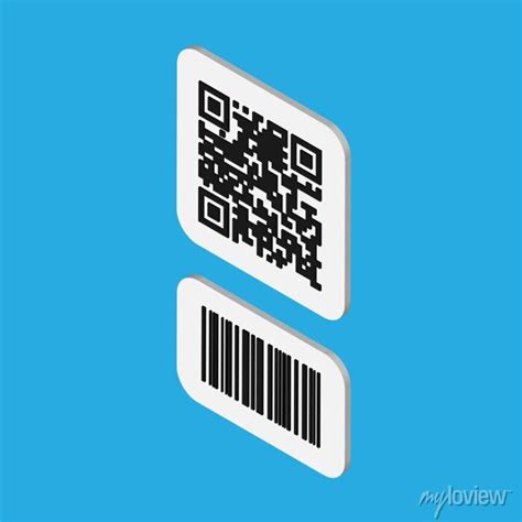 Isometric Design Barcode And Qr Code Icon 3d Barcode Label Set • Wall Stickers Abstract
