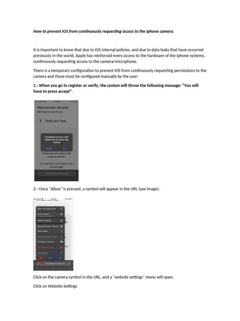How To Prevent Ios From Continuously Requesting Access To The Iphone Camera Pdf