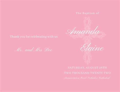Pink Greek Orthodox Baptism Program Template Customize Download And