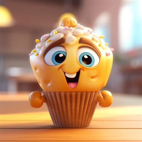 Premium Ai Image Cute Cartoon Muffin Character 3d