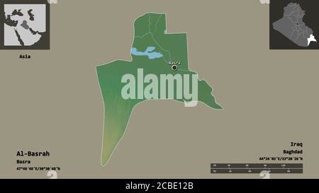 Shape Of Al Basrah Province Of Iraq With Its Capital Isolated On