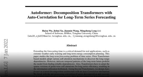Paper Page Autoformer Decomposition Transformers With Auto Correlation For Long Term Series