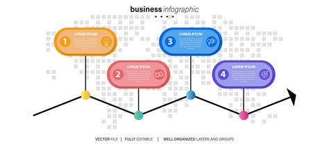 Business Process Infographic Template Thin Line Design With Numbers 4