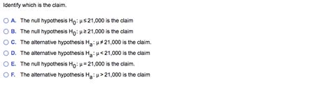Solved For The Statement Below Write The Claim As A