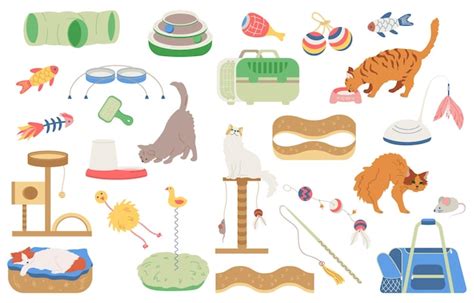 Cat Toys Clip Art Digital File Calico Cat Toys Ink Drawing Coloring