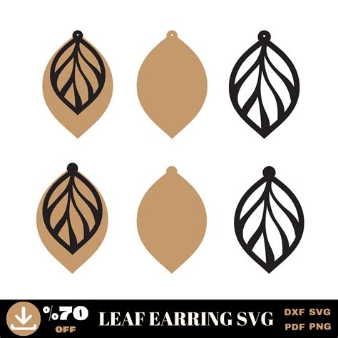 Leaf Earring Svg Bundle Faux Leather Earrings Template Svg Cut Files
