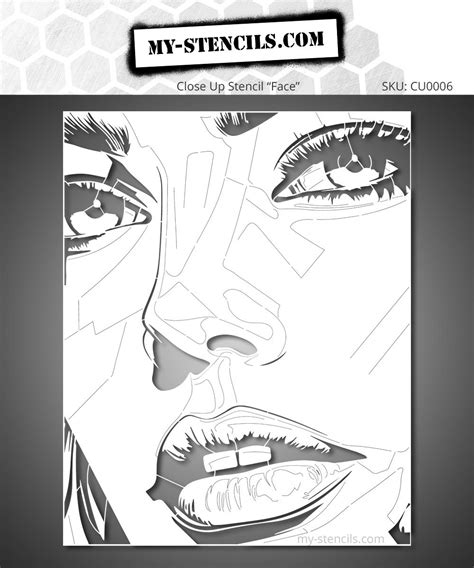 Close Up Face Stencil Creative Painting Design For Canvas