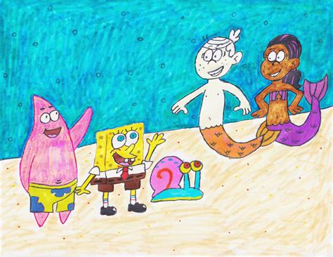Spongebob Patrick And Gary Meet Mermaid Ronniecoln By Bry Guy 1996 On