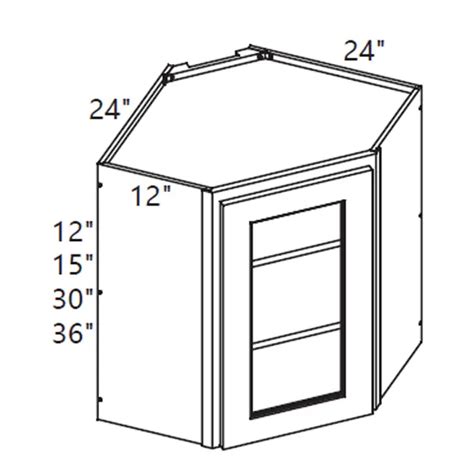 Sage Shaker Wall Diagonal Corner Glass Cabinet 24″ Glass Door