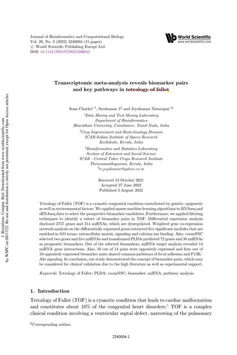 Pdf Transcriptomic Meta Analysis Reveals Biomarker Pairs And Key
