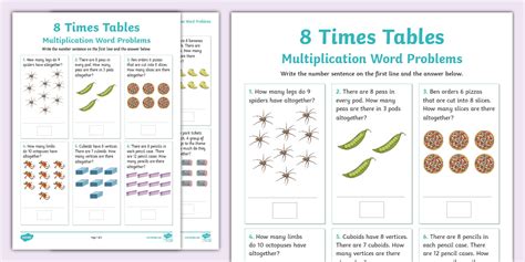 👉 New 8 Times Tables Multiplication Word Problems
