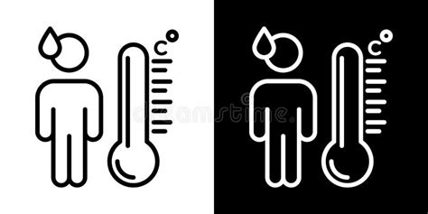 Body Temperature Thin Line Vector Icon Set Stock Vector Illustration