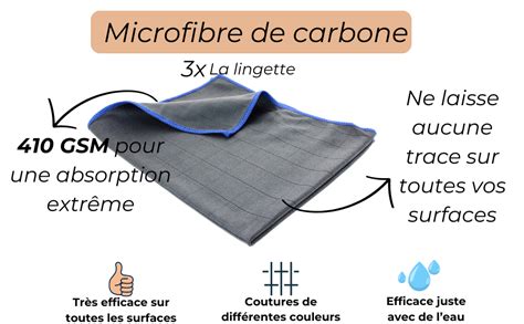 5x Lingettes Microfibres De Carbone 410gsm Chiffon Magique Vitre Miroir