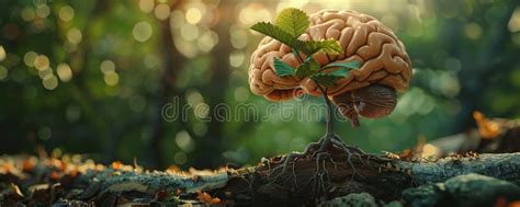 Human Brain Growing From A Root On A Tree Branch Stock Image Image Of Human Nervous 324513111