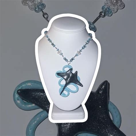 Y2k Stingray Necklace Handmade Polymer Clay And Glass Bead Choker Etsy