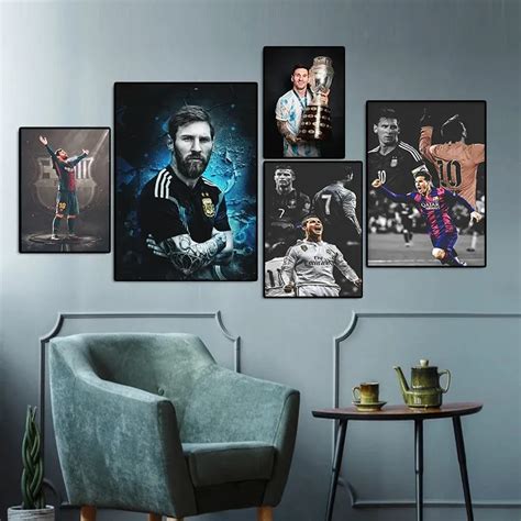 Modern Pop Art Football Stars Winning Moments Hd Canvas Print Wall